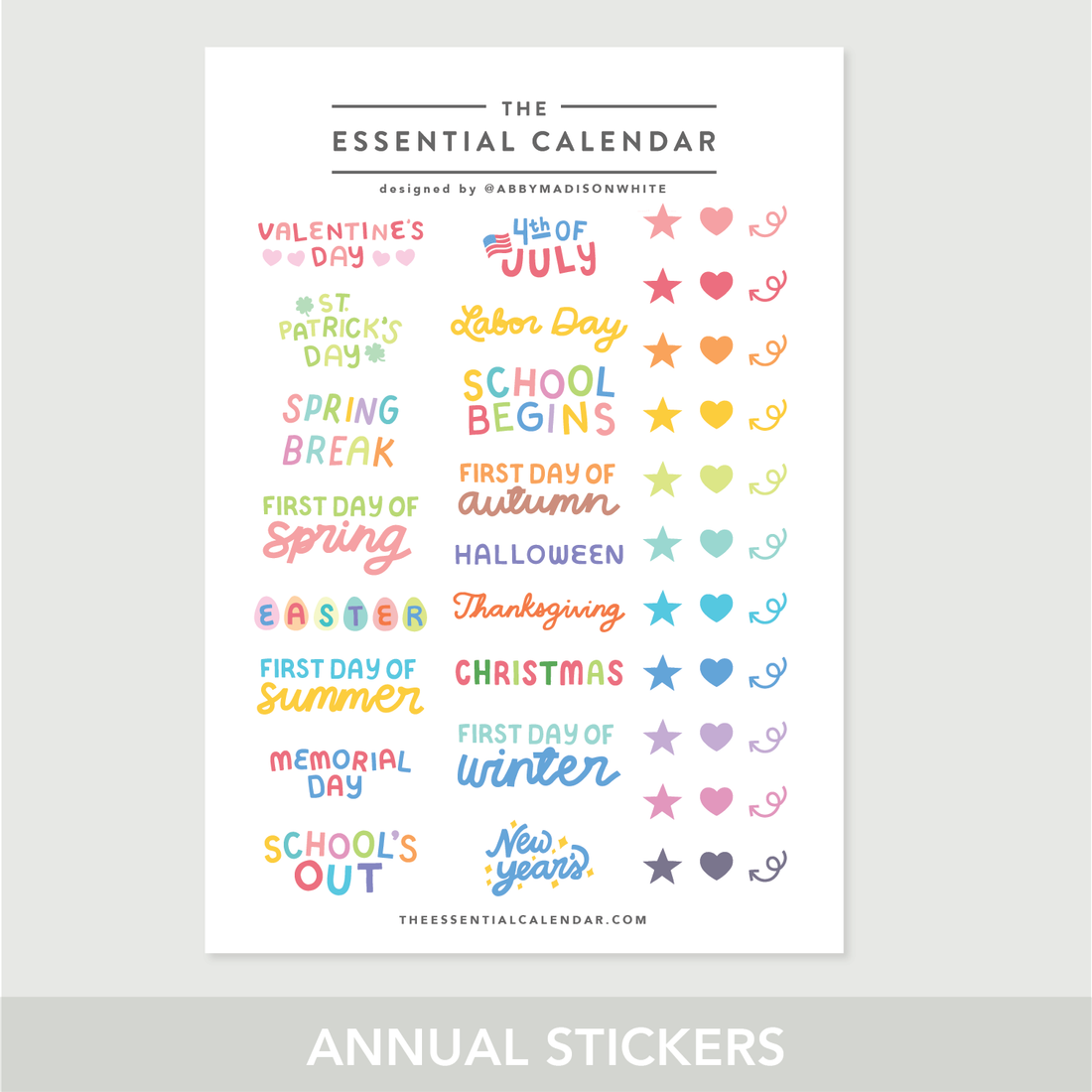 Sticker Sheets – The Essential Calendar