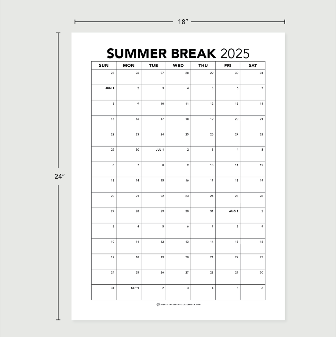 Summer Break Calendar | Single Sheet for Efficient Planning – The ...