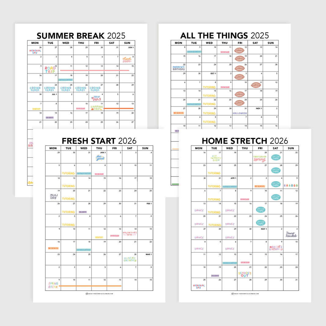2025 Quarterly Calendars – The Essential Calendar