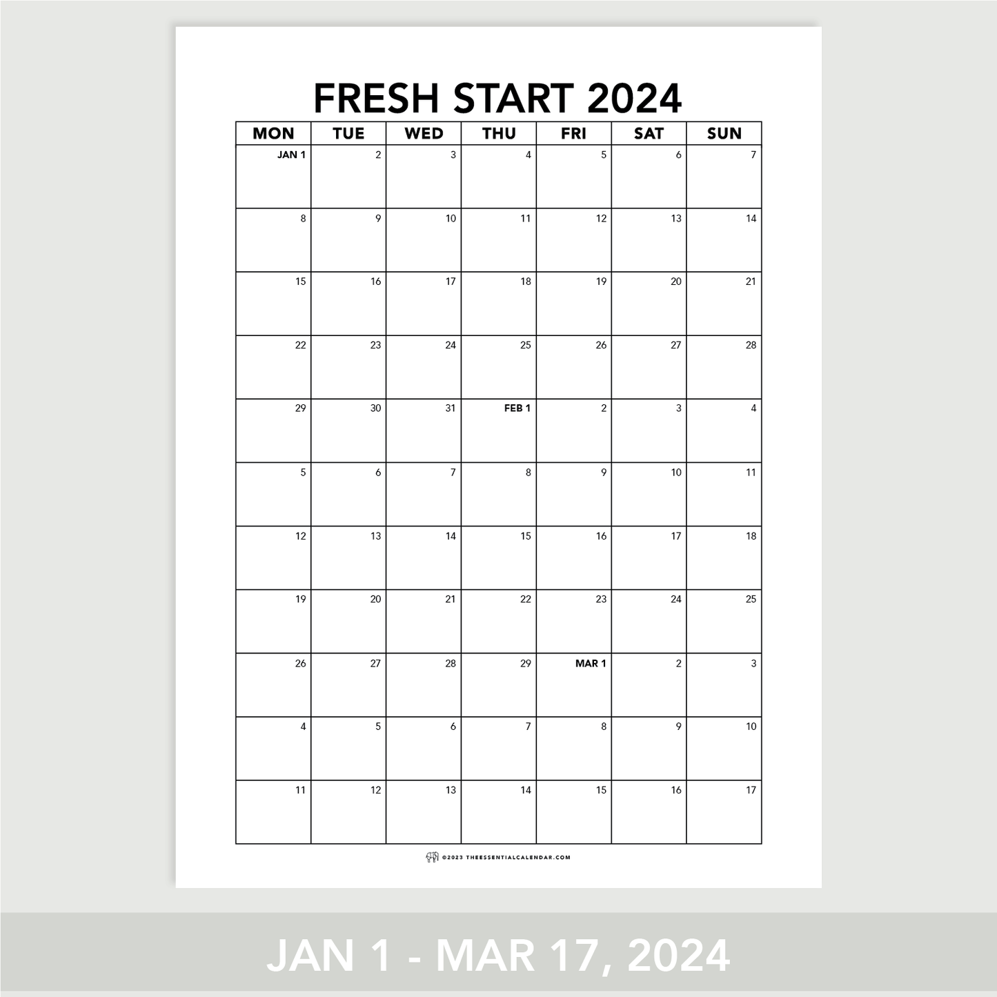 Fresh Start Calendar – The Essential Calendar