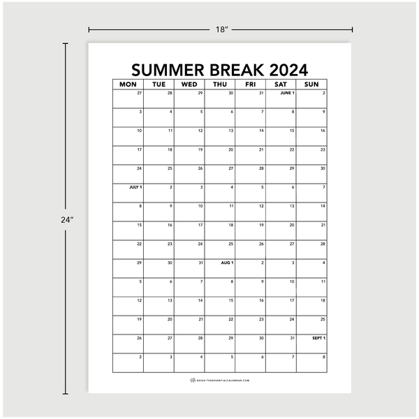 Summer Break Calendar | Single Sheet for Efficient Planning – The ...