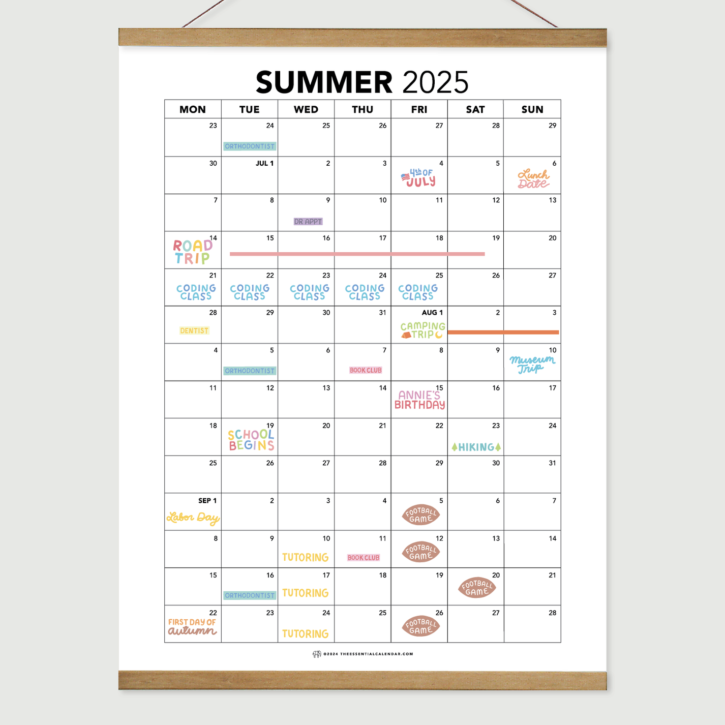2025 Monday-start Annual Calendar – The Essential Calendar