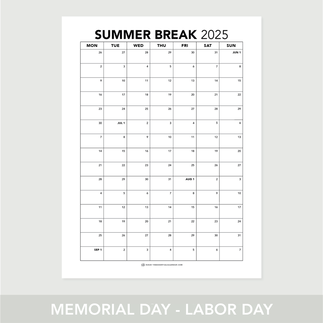 Summer Break Calendars – The Essential Calendar