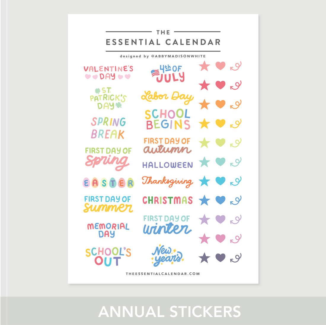 Sticker Sheets – The Essential Calendar